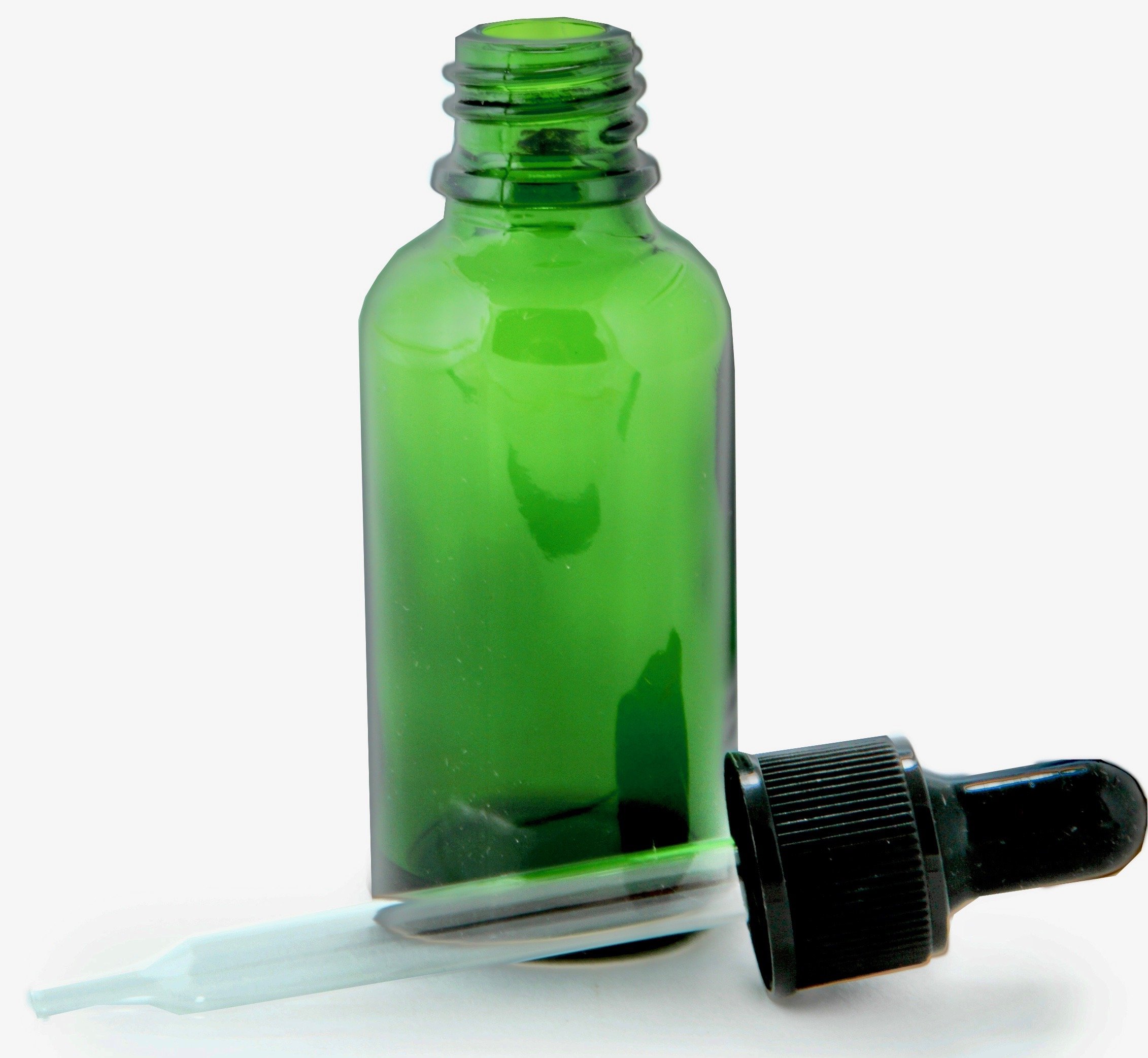 Vivaplex, 12, Green, 1 oz Glass Bottles, With Glass Eye Droppers
