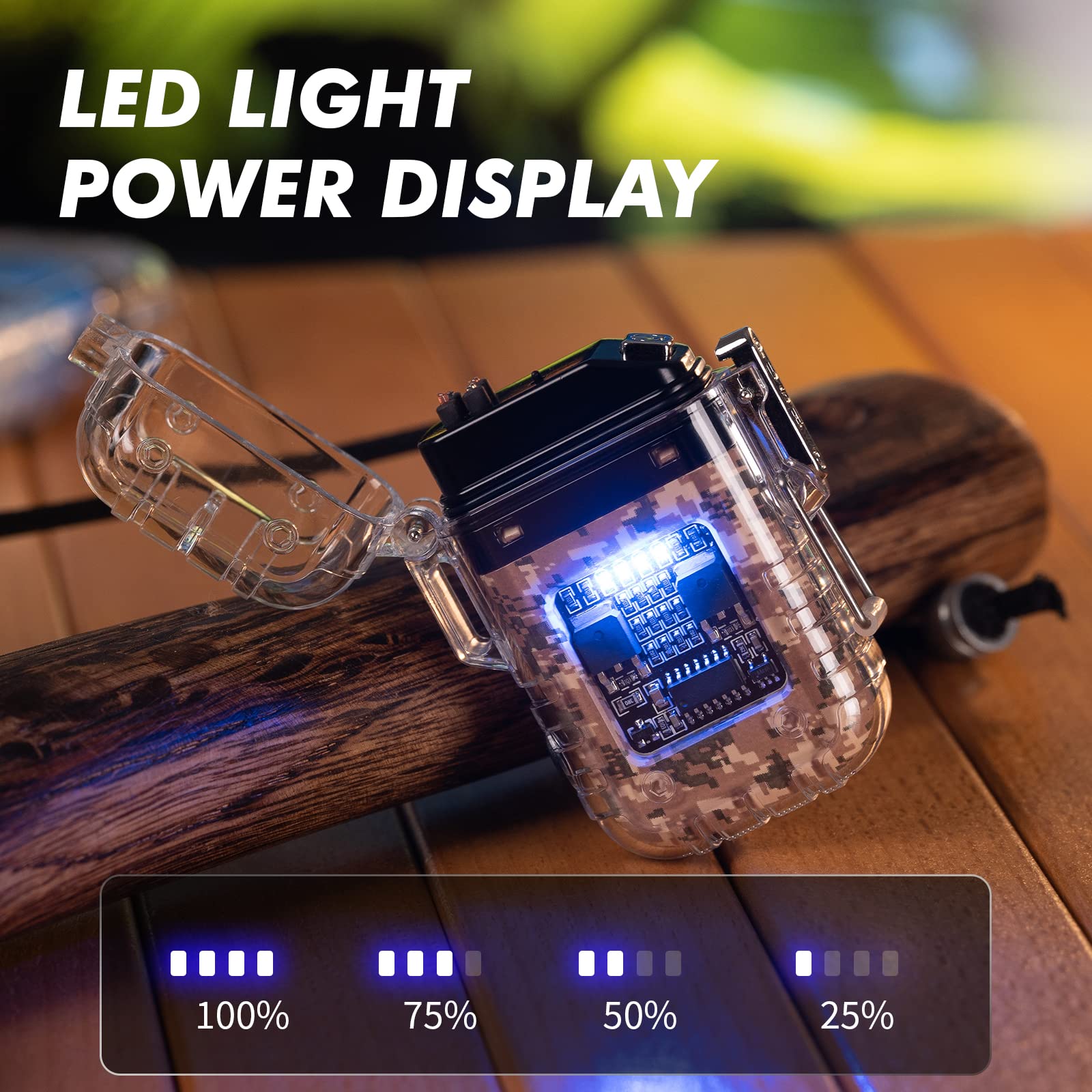 Aneagle Outdoor Windproof Lighter Dual Arc Electric Lighters with Flashlight USB Rechargeable-Flameless-Plasma Cool Lighters for Camping,Adventure,Survival Tactical Gear (Camouflage)