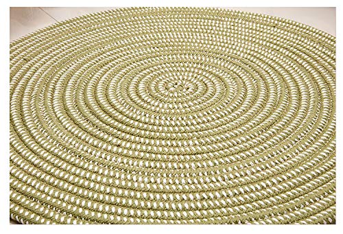 Hand Woven Round Area Rugs Living Room Bedroom Study Computer Chair Cushion Base Mat Round Carpet Lifts Basket Swivel Chair Pad Coffee Table Rug(2' Round, Green)