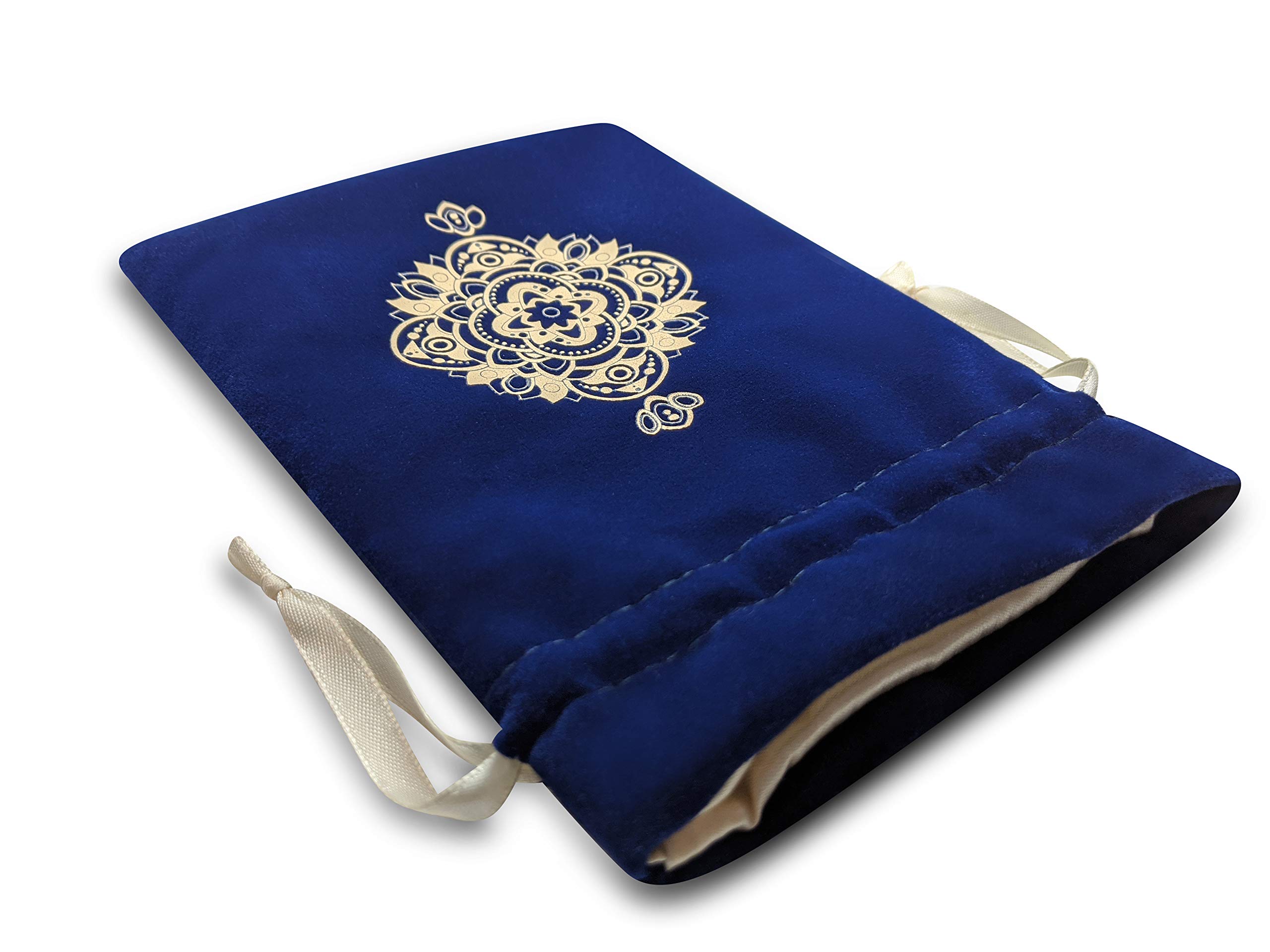 Miriyan Spiritual Mandala Tarot & Dice Bag I Velvet & Satin Drawstring Pouch Ideal Size for Tarot & Oracle Cards, DND, D&D, Dungeons and Dragons Accessories, Runes & Jewelry I Travel Gift Bag (Blue)