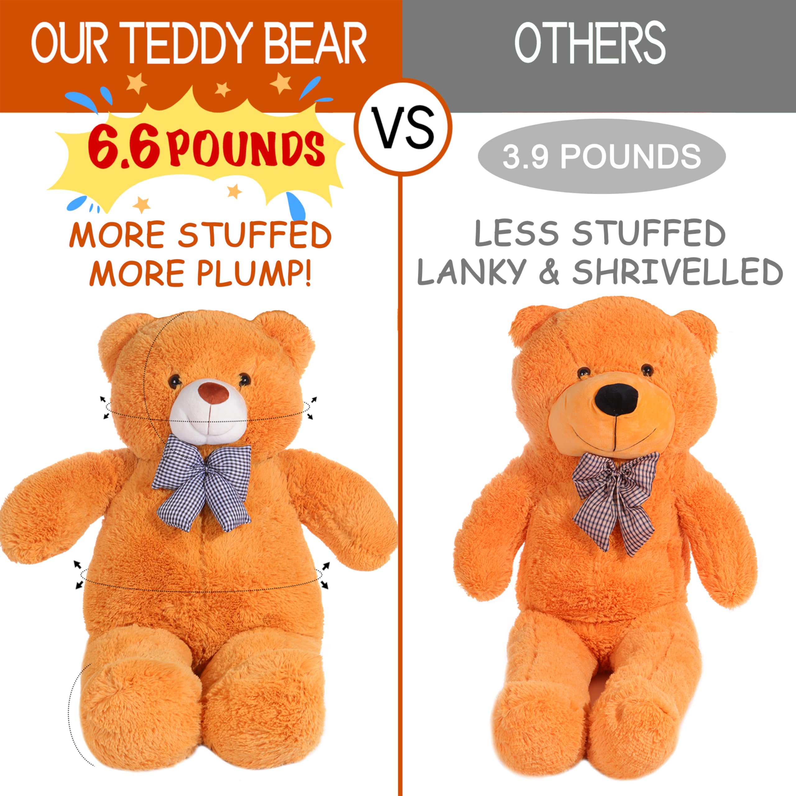 IKASA Giant Teddy Bear Plush Toy Stuffed Animals (Brown, 47 inches)