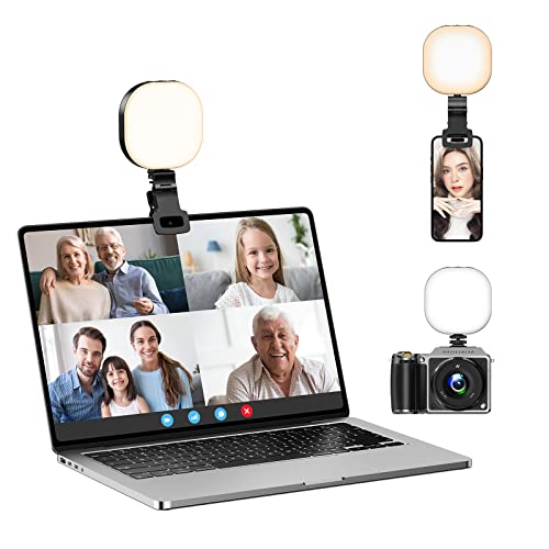 ATUMTEK LED Video Light Camera Light, Mini Selfie Light, Rechargeable Clip-on Light for Laptop, Tablet and Computer, Dimmable Fill Lamp for Conference/Zoom Call/Photography/Makeup/Picture, Black