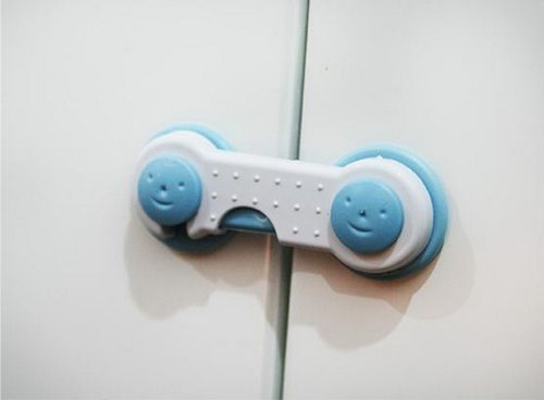 vanki 5 PCS Blue Adhesive Kids Baby Child Safety Cabinet Door Fridge Drawer Cupboard Locks