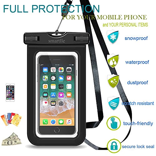smartlle Waterproof Phone Pouch Holder, 2 Pack IPX8 Waterproof Phone Case Underwater Dry Bag for iPhone 13 12 11 Pro Max XR,XS,X,8,7,6 Plus, SE, Galaxy S22 21/Note, LG,7β, Beach Pool Water Activities