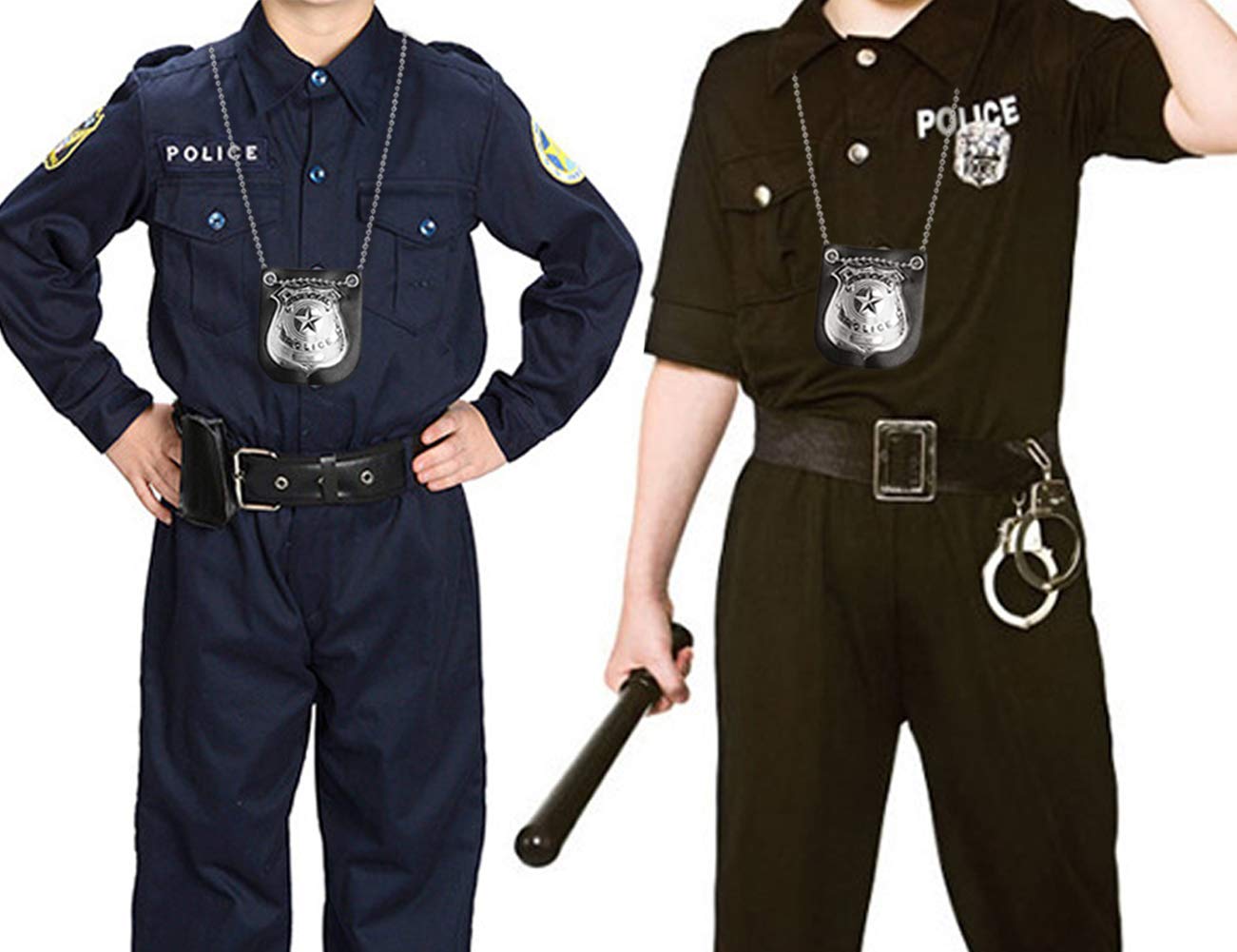 Joy Join Kids Police dress up Accessories Pretend Play Special Police Badge with Chain(Black)