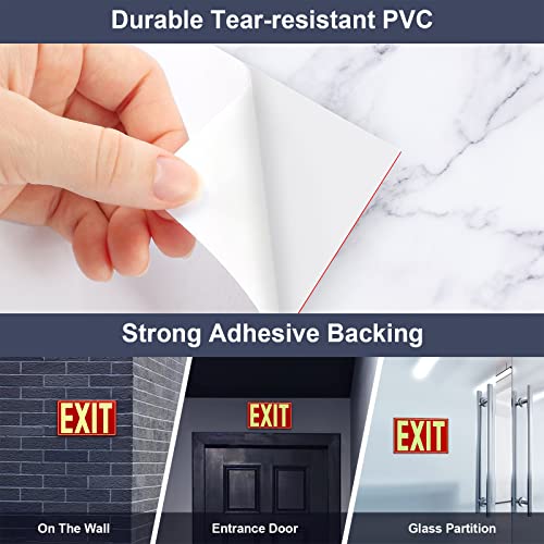 Glow In The Dark Photoluminescent Exit Sign Red - Adhesive Backing β UV Inks On Tear-resistant PVC - Non Electrical - Scratch Resistant -12 x 7 Inches For 50 Feet Visibility (2 Pack)