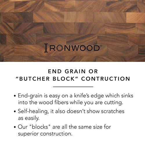 Ironwood Gourmet End Grain Union Stock Yard Professional Chopping Butcher Block, Brown, 14 x 20 x 2.75"