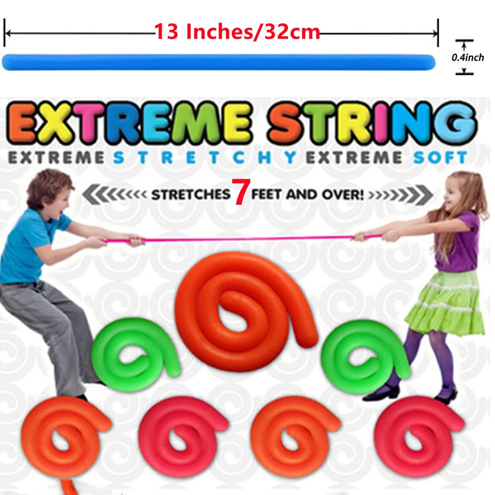 HYMONA 18 Packs Large Monkey Noodles 32CM/13 INCHES,Pull up to 7 feet (BPA/Phthalate/Latex-Free),Strengthen Stretchy Strings