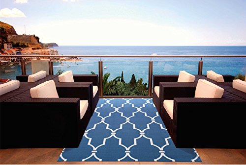 Nourison Home & Garden Indoor/Outdoor Navy 5'3" x 7'5" Area-Rug, Easy-Cleaning, Non Shedding, Bed Room, Living Room, Dining Room, Kitchen (5x7)