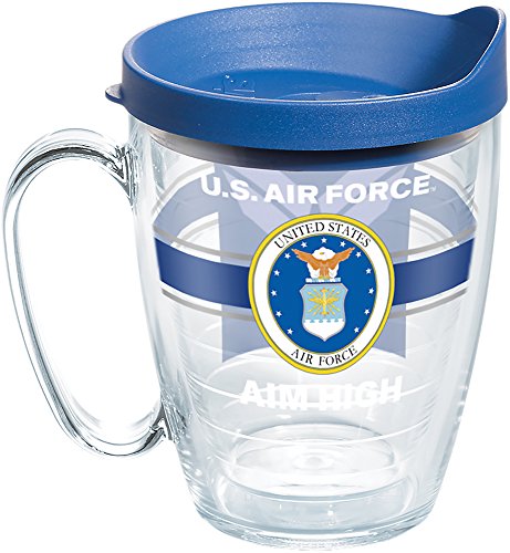Tervis Air Force Pride Tumbler with Wrap and Blue Lid 16oz Mug, Clear