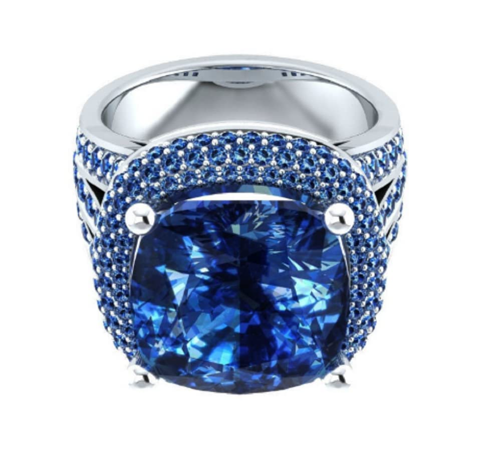 Awmnjtmgpw 925 Sterling Silver Cut Aquamarine cristobalite Zircon Zhenrong Inlaid Carat Blue Topaz Engagement Ring Size 6-10 (Size 8)