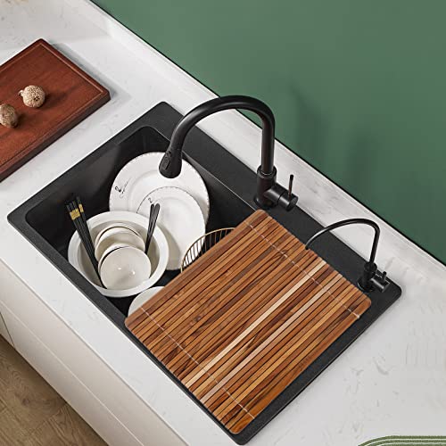 HTB Teak Kitchen Dish Drying Rack & Sponge Holder