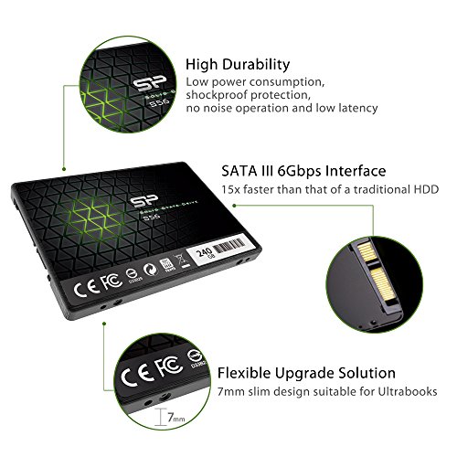 Silicon Power 240GB SSD 3D NAND With R/W Up To 560/530MB/s S56 SLC Cache Performance Boost SATA III 2.5" 7mm (0.28") Internal Solid State Drive (SP240GBSS3S56B25AZ)