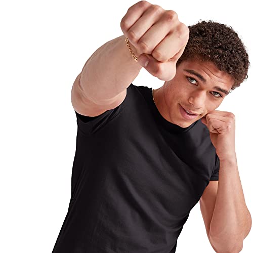 Hanes Originals Lightweight, Crewneck T-Shirts for Men, Tri-Blend Tee, Black