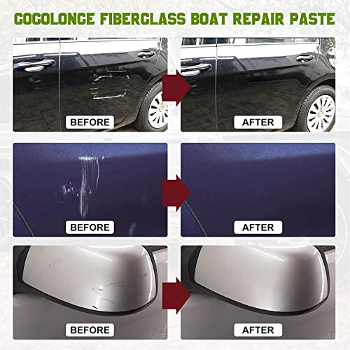 Gogolonge Fiberglass Boat Repair Paste, 5 Pcs XT200 Waterproof Quick-Drying Putty Paint, Gelcoat Repair Kit, Instafix Fiberglass Boat Repair Paste, Scratch Remover Touch Up Fix Tools (Gray)