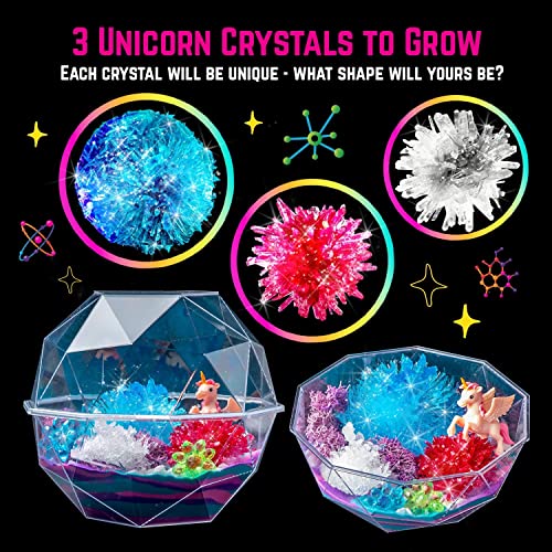 Original Stationery Grow Your Own Crystal Unicorn Terrarium Kit, Crystal Growing Kit with Everything Needed to Grow 3 Real Crystals for Kids, Fun Creative Experiment & Unicorn Terrarium Kit for Girls