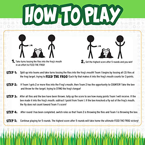 Franklin Sports Feed The Frog Kids Target Game - Fun Interactive Game for Indoor and Outdoor - Play with Friends and Family - Includes Frog Target, 3 Flies and 1 Bee