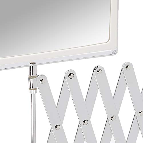 Jerdon 8.3-Inch x 6.5-Inch Two-Sided Swivel Wall Mount Mirror - Vanity Mirror with 5X Magnification & 30 inch Wall Extension - White Base with Chrome Finish Handle - Model J2020C