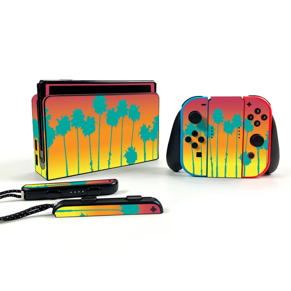 MightySkins Skin Compatible with Nintendo Switch OLED - Sherbet Palms | Protective, Durable, and Unique Vinyl Decal wrap Cover | Easy to Apply, Remove, and Change Styles | Made in The USA