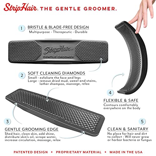 StripHair Gentle Groomer - Original for Horses Dogs 6-in-1 Shedding Grooming Massage