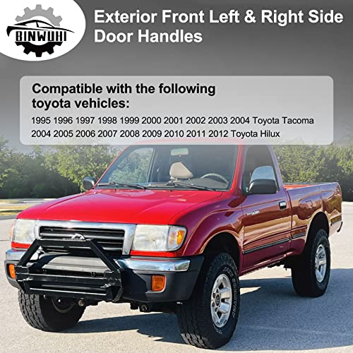 BINWUHI 2Pcs Outside Exterior Front Left Driver Side & Right Passenger Side Door Handles Compatible with 1995-2004 Toyota Tacoma, 2004-2012 Toyota Hilux, Replace 769MX, 768MX, 6922035030, 6921035030