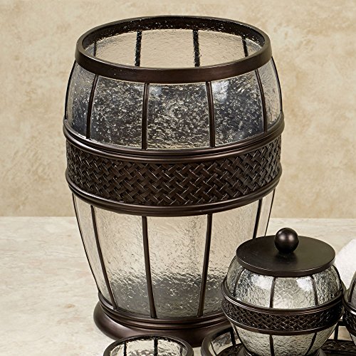 nu steel Resin Crackled Ice Small Trash Can Wastebasket, Garbage Container Bin for Bathrooms, Powder Rooms, Kitchens, Home Offices - Oil Rubbed Bronze