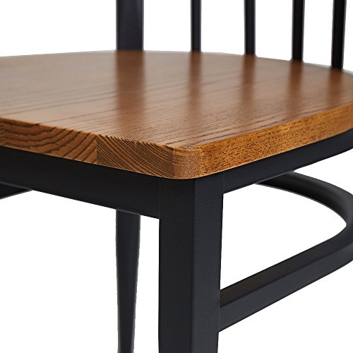 Livebest 2 Packs Slat Back Dining Chairs Metal Leg Side Chairs with Wood Seat,Stackable Fully Assembled Modern Furniture for Retro Bistro Kitchen Cafe,Black