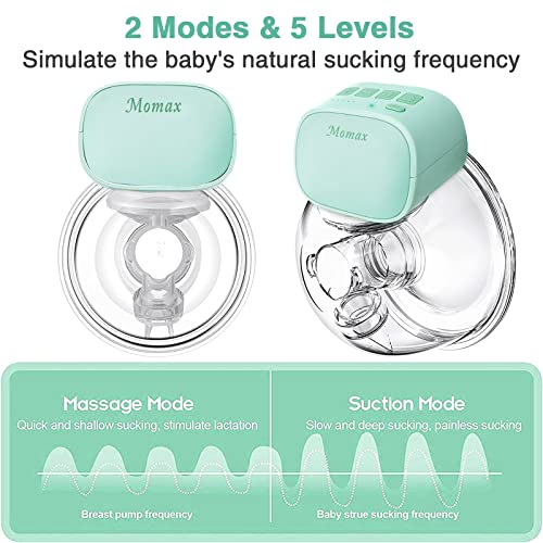 Hands Free Breast Pump - Wearable Breast Pump Electric,Portable Breast Milk Extractor & Collector, Silicone Breastfeeding Pumps,2 Modes 5 Adjustable Levels Rechargable Wireless Milk Pump for New Mom