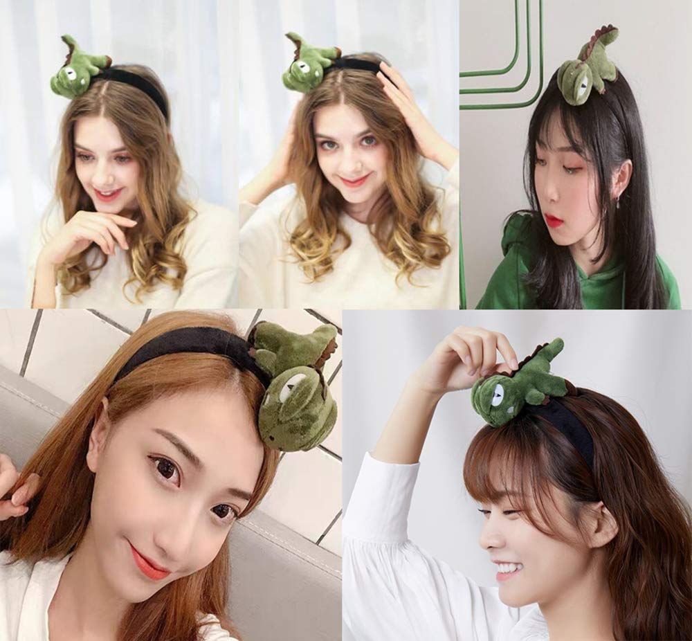 GEOOT Cute Head Hoop 3D Cartoon Dinosaur Headband Plush Toy Party Accessory