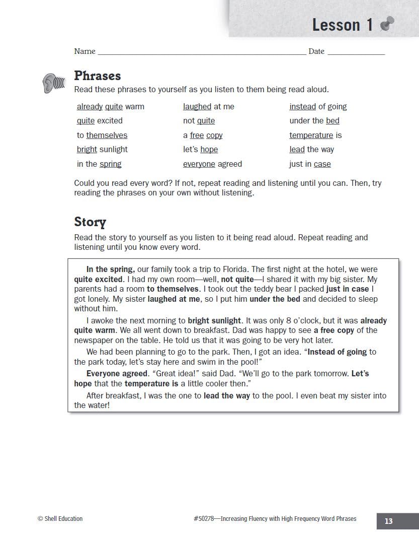 Increasing Fluency with High Frequency Word Phrases Grade 3 (Increasing Fluency Using High Frequency Word Phrases)