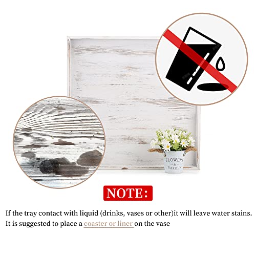 Hanobe Square Large Ottoman Tray: Extra Large Serving Tray with Handles Rustic Wood Whitewash Decorative Coffee Table Trays Farmhouse Home Decor for Living Room Kitchen Counter 24" x 24"