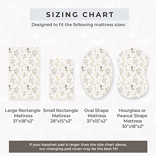Pobibaby - 2 Pack Premium Bassinet Sheets for Standard Bassinets - Ultra-Soft Jersey Knit, Stylish Floral Pattern, Safe and Snug for Baby (Wildflower)