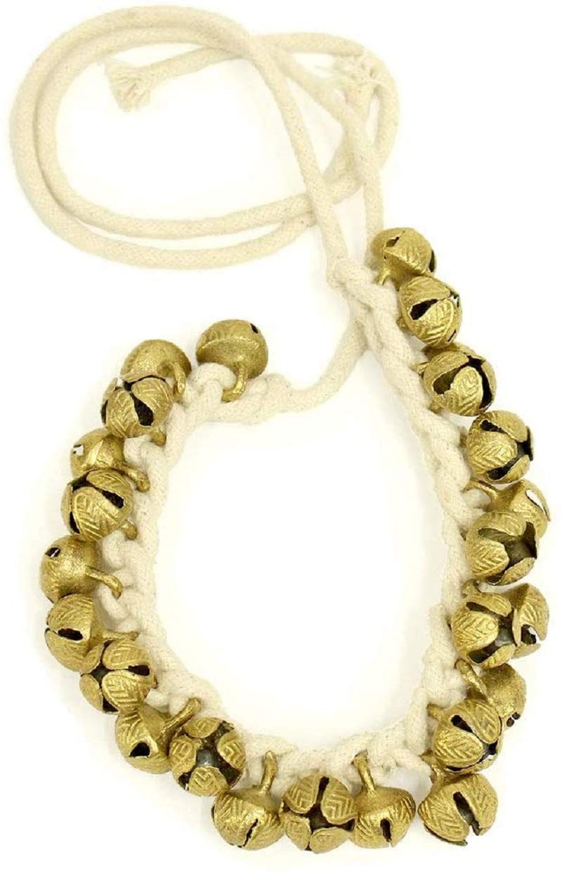 Indian Arts And Crafts Dancing ghungroo bells Tied with Cotton Cord Classical Musical Instrument Bell, Ankle Dance Accessories Bharatnatyam, Kuchipudi, Odissi Ghungru 16 No. (25+25) white string