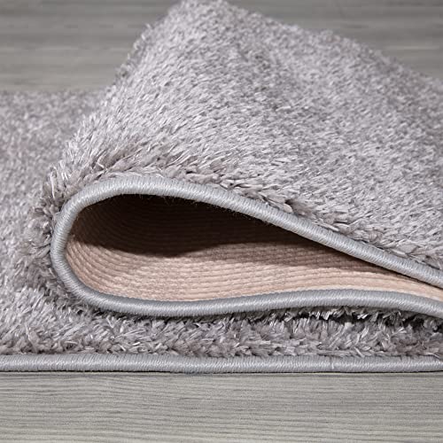 Machine Washable Solid Design Non-Slip Rubberback 2x6 Soft Shag Runner Rug for Hallway, Bedroom, Bathroom, Living Room, Kitchen, 2'2" x 6', Gray