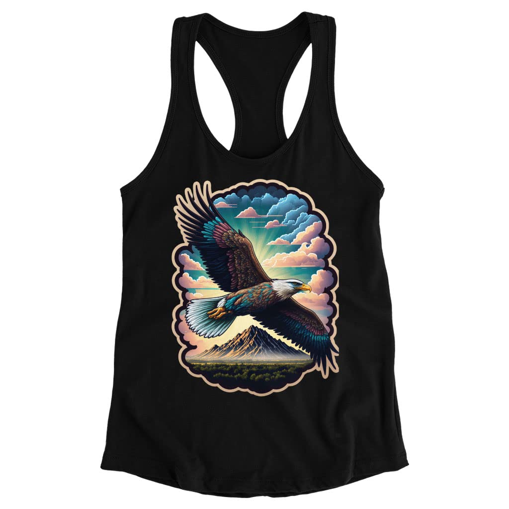 Bald Eagle Racerback Tank - Printed Tank - America Workout Tank - Black, M
