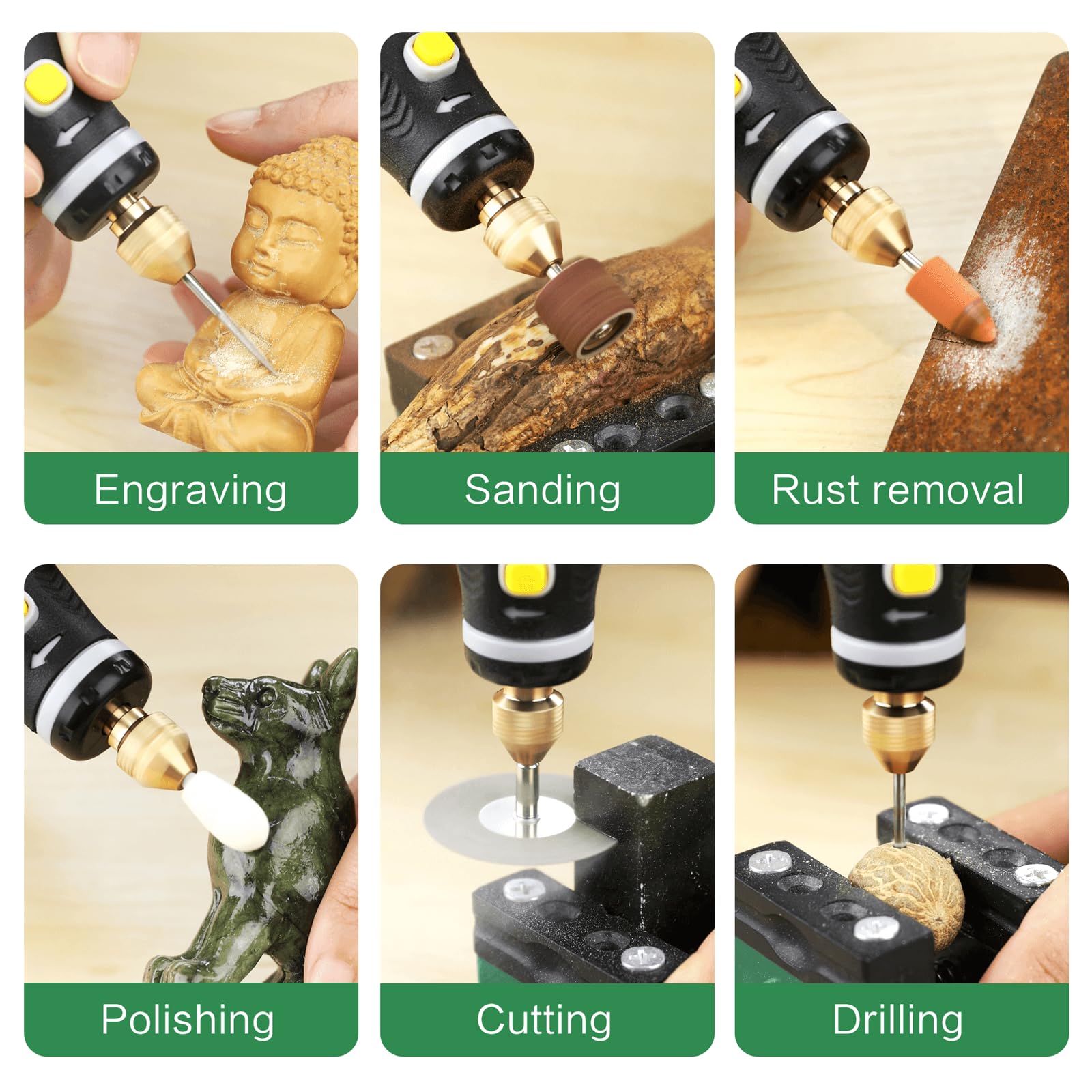 Cordless Rotary Tool, 5 Speed USB Charging Rotary Tool Kits with 62 Accessories,Multi-Purpose 4V Variable Power Rotary Tool for Sanding, Cutting Polishing, Drilling, Engraving, DIY Creations. (Black)
