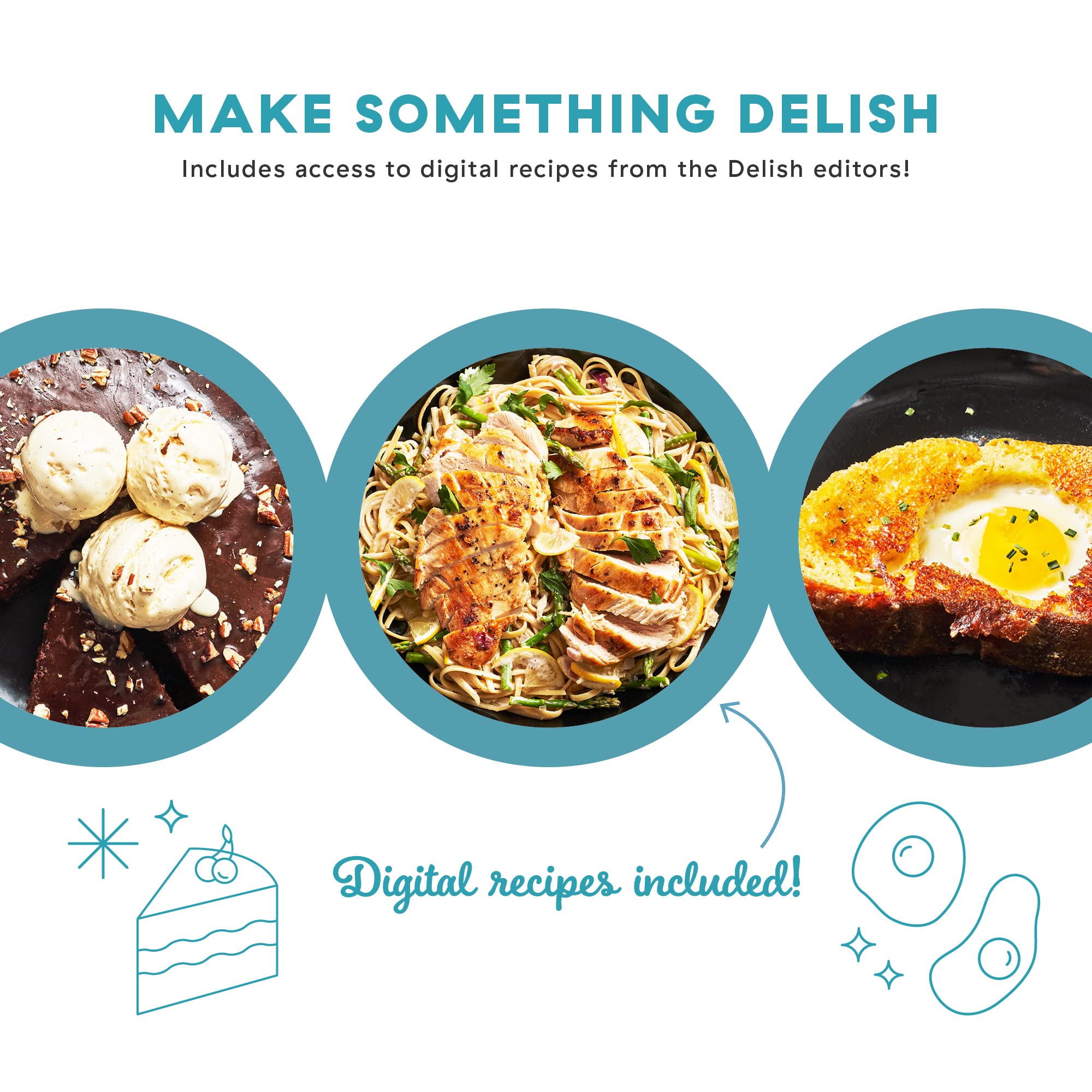 DASH Delish 8" Lightweight Cast Iron Pan for Pancakes, sauces, vegetables, pasta, and more - Black