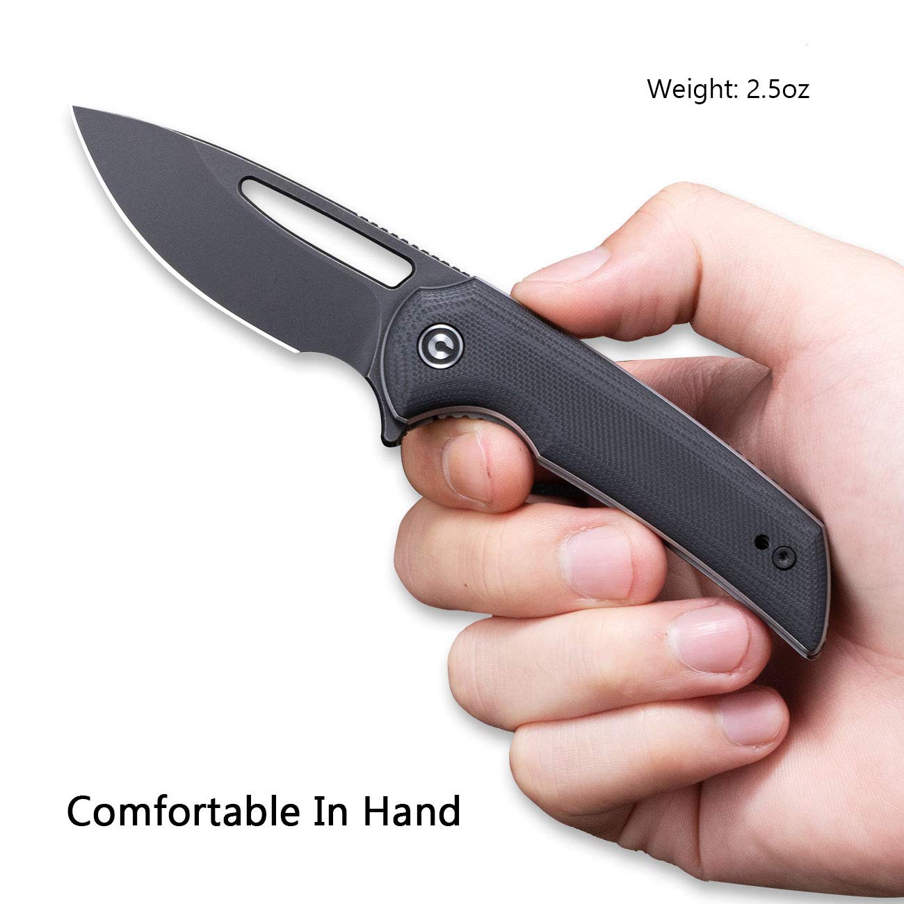 CIVIVI Odium Small Folding Knife –2.65" Black Stonewashed D2 blade, G10 Handle, Ball Bearings Pivot, Flipper Opening Knife with Reversible Deep Carry Clip C2010E (Double Black)