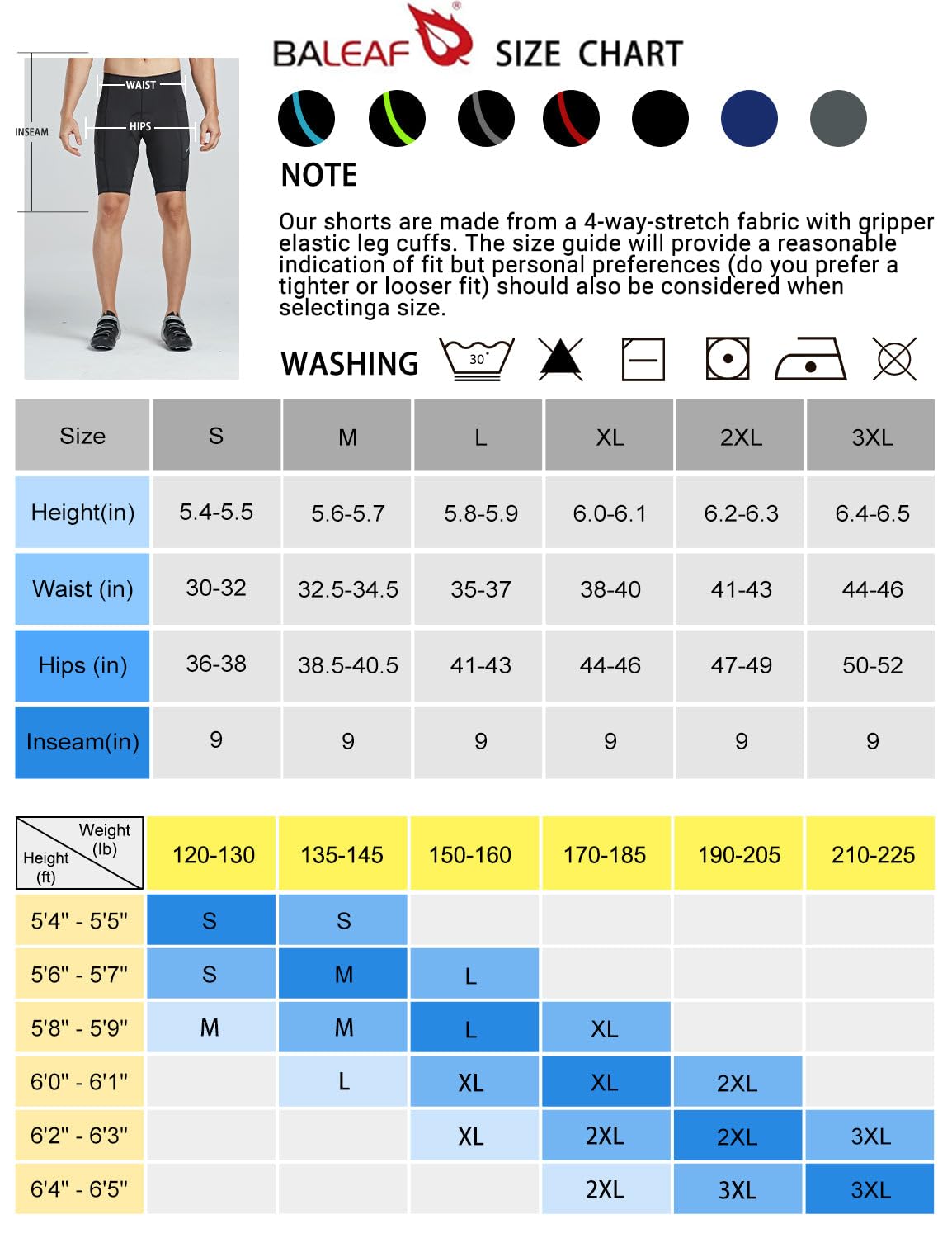 BALEAF Mens Cycling Shorts 4D Padded Bike Shorts MTB Liner Bicycle Road Biking Pockets Grey L