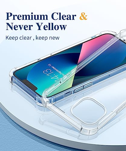 GVIEWIN Designed for iPhone 13 Case 6.1 Inch, with Tempered Glass Screen Protector + Camera Lens Protector Clear Soft & Flexible Shockproof Transparent Protective Bumpers Phone Cover(Clear)