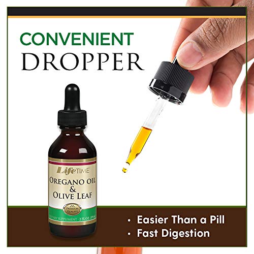 Lifetime Organic Oregano Oil and Olive Leaf Drops | Healthy Immune System Support | Made in The USA | 2 FL oz | 59 Servings