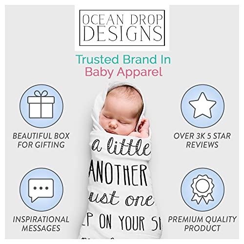 Ocean Drop 100% Cotton Muslin Swaddle Baby Blanket β Hold Me Black Quote with Gift Box for Baptism, Christening Gift, Godson, Goddaughter, Neutral, Baby Shower β Super Soft, Breathable Large 47x47β