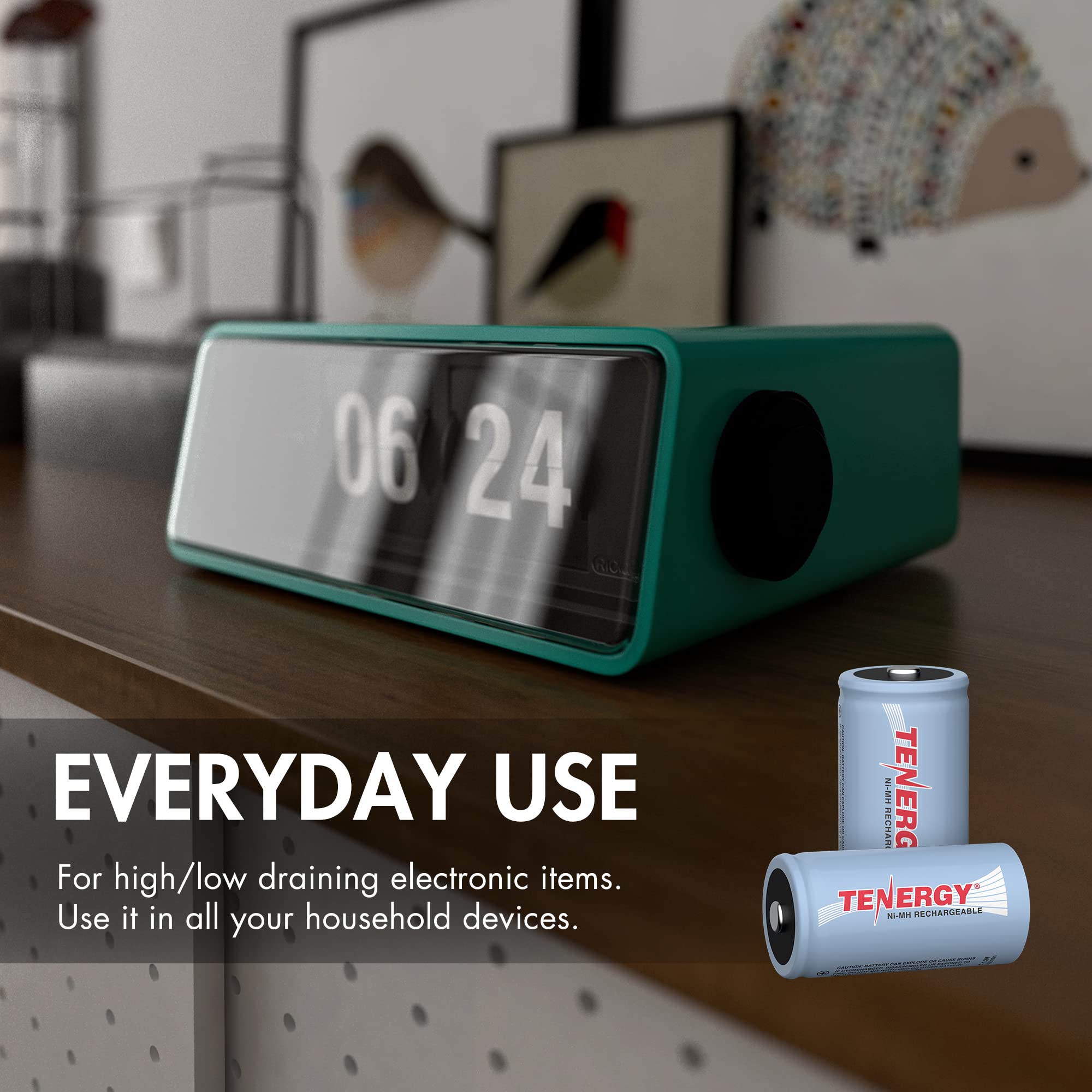 Tenergy C Size Battery 1.2V 5000mAh High Capacity NiMH Rechargeable Battery for LED Flashlights Kids Toy and More (8 pcs)