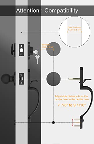 goldenwarm Black Front Door Handle and Deadbolt Set, Black Front Door Lock Set with Reversible Knob Handle, Classic Front Door Hardware, Single Cylinder Front Door Entry Lock