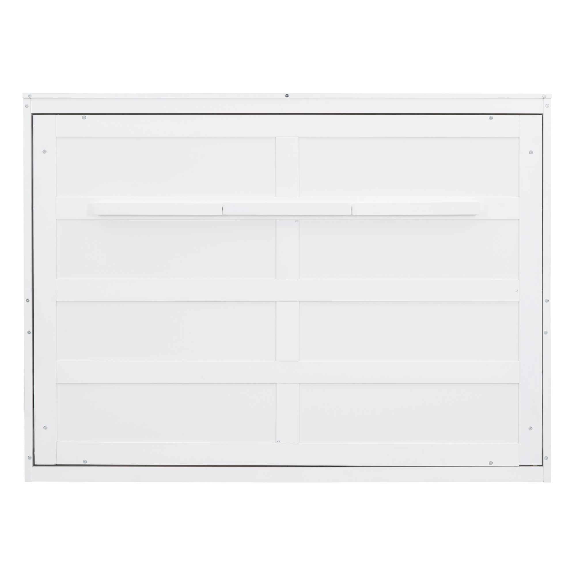ATY Murphy Cube Cabinet Bed, Full Size Platform Bedframe, Wooden Wall Bed, Easy Assemble & Fold, Save Space, No Spring Needed Required, White