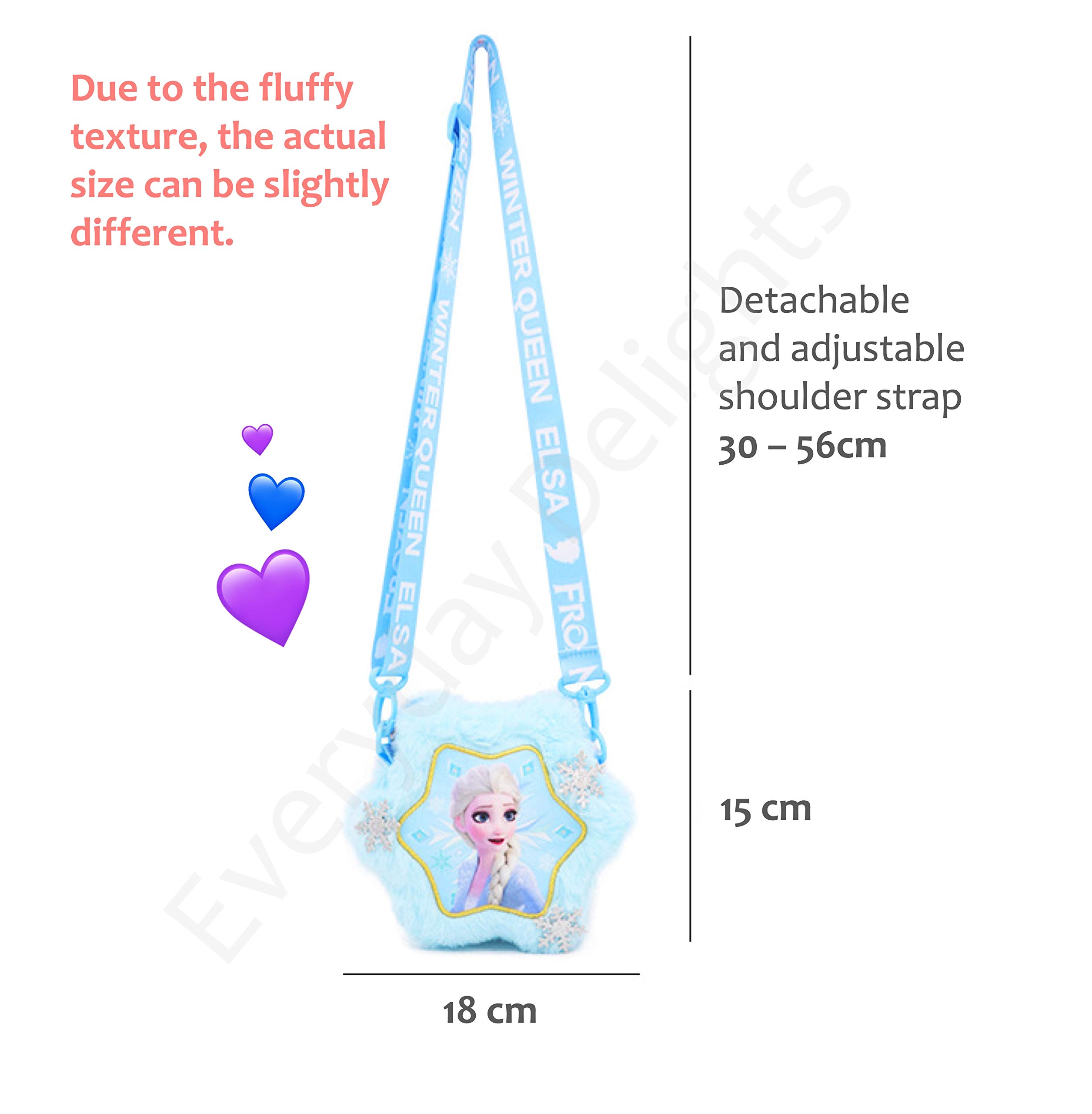 Frozen Elsa Plush Crossbody Shoulder Handbag in Snowflake Shape for Girls Kids Children – Pink