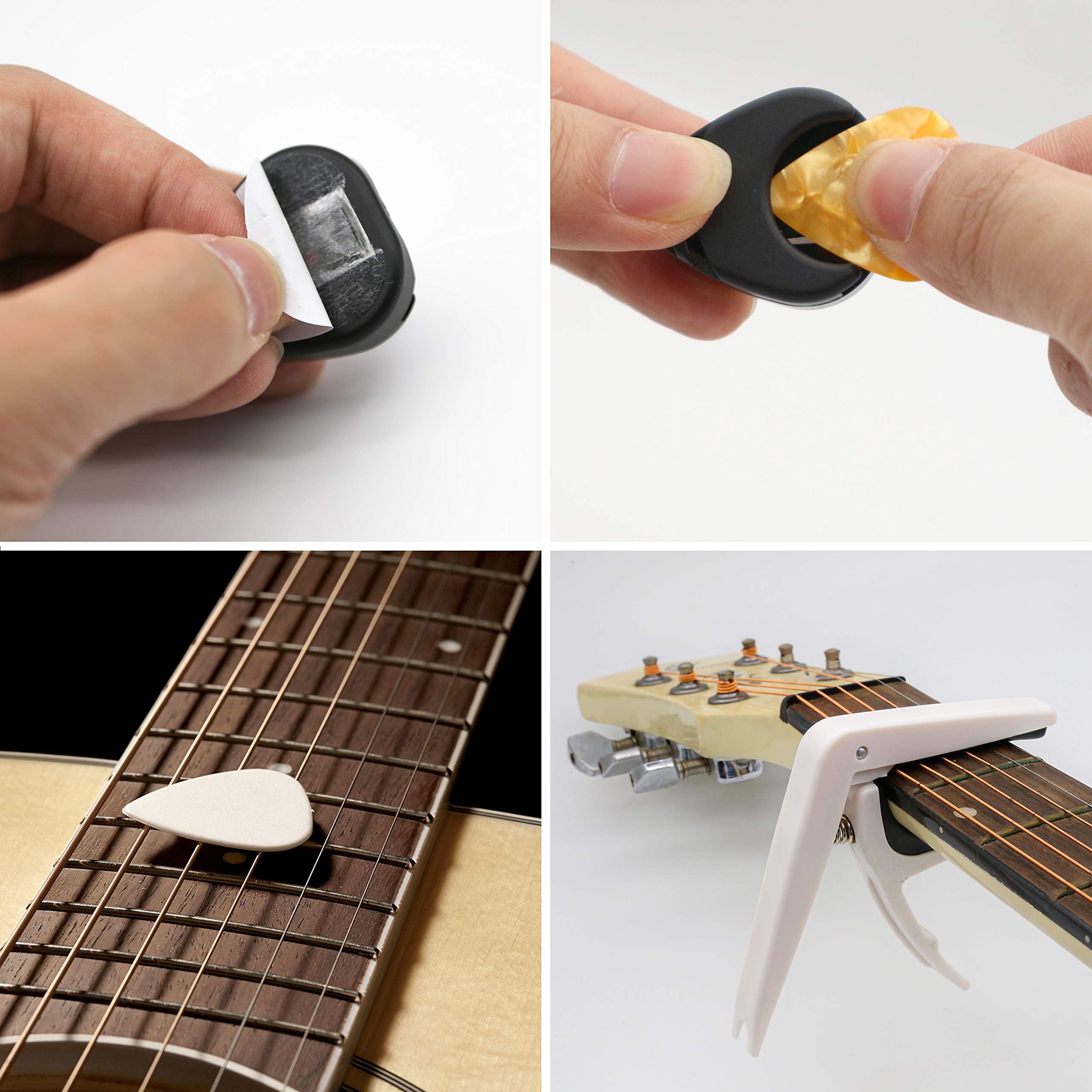 INKNOTE 53 PCS Guitar Accessories Kit-Acoustic Guitar Bridge Pins Pegs,Bridge Pin Puller Remover,Capo,Guitar Picks,Pick Holder and Guitar Saddle Nut,with Guitar Scale Sticker and dust-free cloth