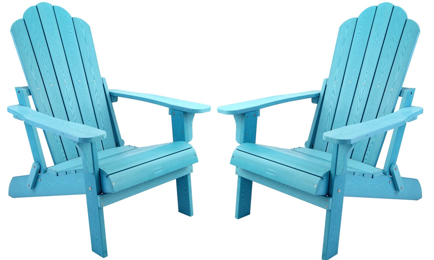 Folding Adirondack Chairs Set of 2, Outdoor Patio Weather Resistant Chair, Imitation Wood Stripes, Easy to Fold Move & Maintain, Plastic Chair for Backyard Deck, Garden & Lawn Porch - Lake Blue