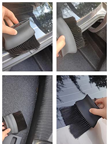 Grafken Car Long Hair Wide Handle Brushes Auto Interior Detail Cleaning Dust Removal Brush for Car Interior, Air Vents, Dashboard, Emblems, Scratch Free, black