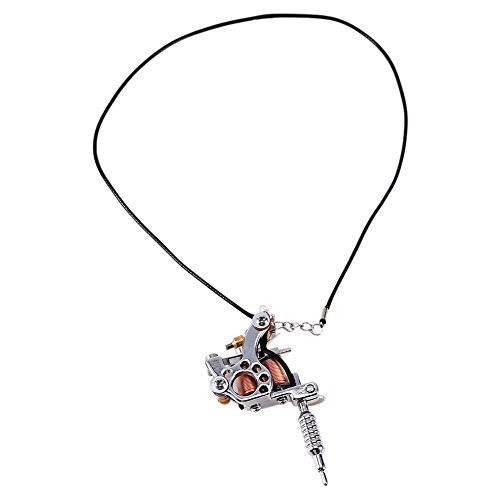 Tattoo Gun Necklace,Mini Tattoo Machine Necklace,Tattoo Supply Pendant Gift,Portable Tattoo Supply Gun Keychain Metal Alloy Key Ring